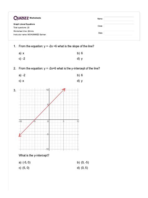 Graph Linear Equations Q Key 005 Pdf