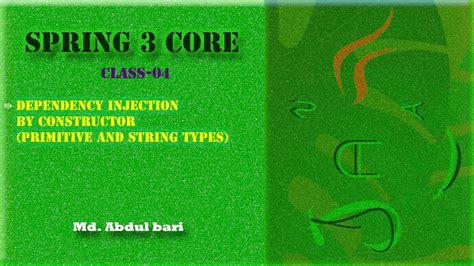 Spring Framework Class Lecturedependency Injection Class 04 Youtube
