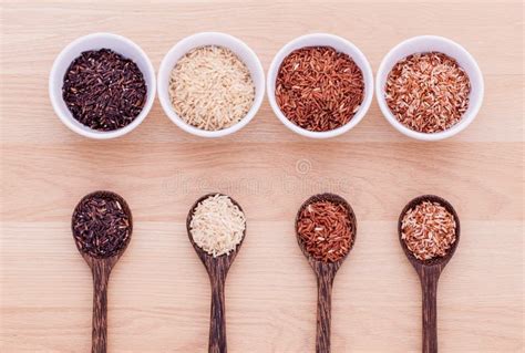 Collection Of Whole Grain Thai Jasmine Rice Stock Image Image Of