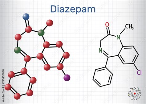 Diazepam Drug Molecule It Is Long Acting Benzodiazepine Used To Treat Panic Disorders