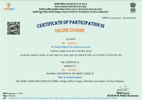 Completed Aiml Course For Geodata Analysis Sushil Kumar Posted On