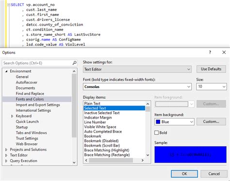 Sql Server Selected Text Color Not Saving Stack Overflow