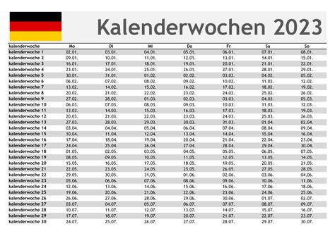 Zeitrechnung Mit Kalenderwoche (KW) Im Portable Document Format-Format ...