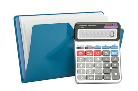 Premium Photo Blue Computer Folder Icon With Calculator 3d Rendering