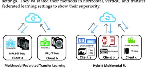 illustration of multimodal federated transfer learning and hybrid