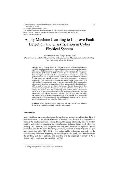 Pdf Apply Machine Learning To Improve Fault Detection And Classification In Cyber Physical System