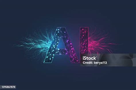 인공 지능 로고 플렉서스 효과 인공 지능 및 기계 학습 개념 벡터 기호 Ai 신경망과 또 다른 현대 기술 개념 기술 공상 과학 개념 연결에 대한 스톡 벡터 아트 및 기타