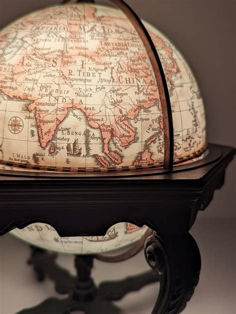 Vintage Globe Lamp Tabletop Old World Globe Map Etsy