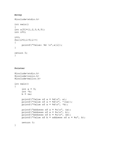 Array Pointer Structure Pdf