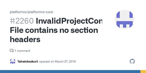 Invalidprojectconf File Contains No Section Headers · Issue 2260 · Platformio Platformio Core