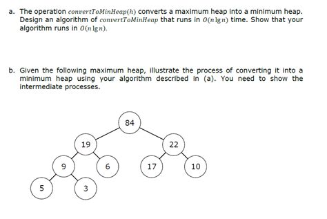 Solved A The Operation Converttominheaph Converts A