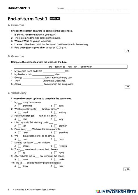 Test Harmonize Free Interactive Worksheets 7694933