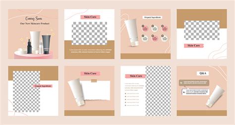 최소한의 현대 패션과 뷰티 소셜 미디어 포스트 배너 컬렉션 키트핑크 컬러 판매 사진 격리 된 제품 디스플레이 플랫폼 식물 잎