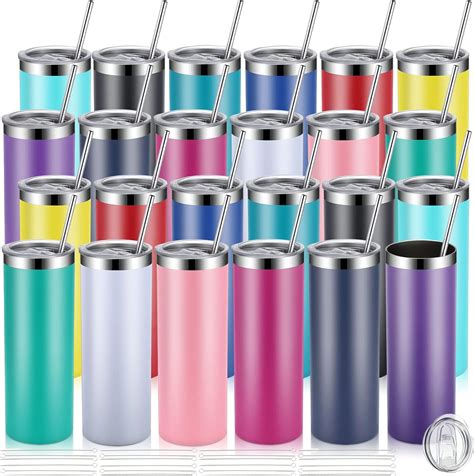 Remagr Skinny Tumblers 20 Oz Stainless Steel Bulk With Lids And Straws Blank Slim Insulated Cup