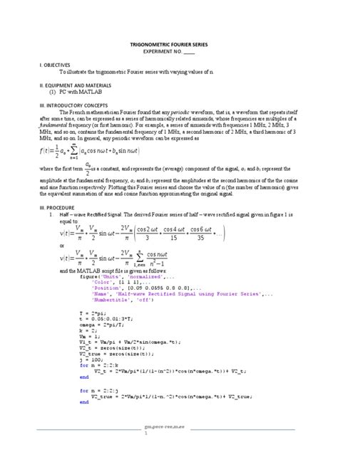 Trigonometric Fourier Series Pdf Trigonometric Functions Sine Wave