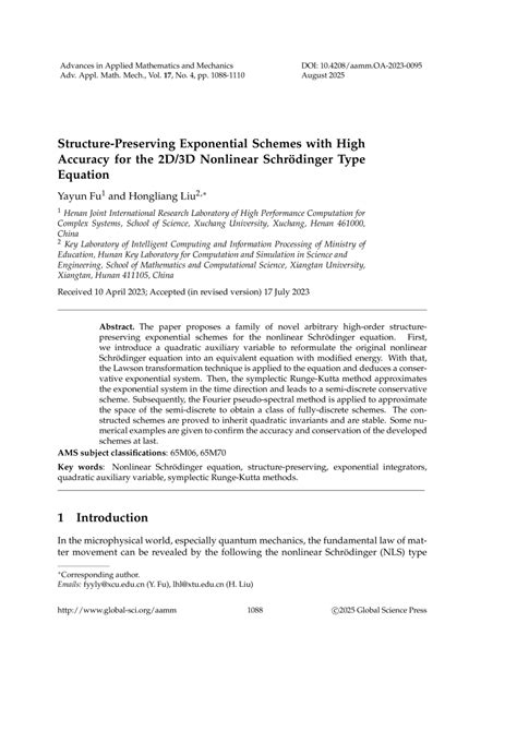 Global Science Press Structure Preserving Exponential Schemes With High Accuracy For The 2d3d