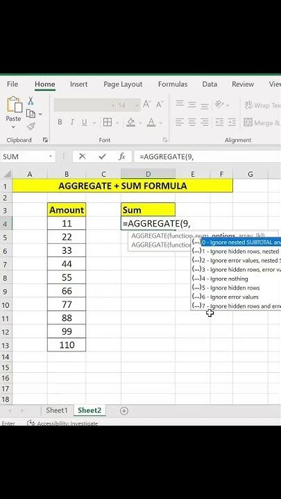 Aggregate Sum Formula In Excel Exceleasywithshank Excel Exceltips Exceltutorial Msexcel