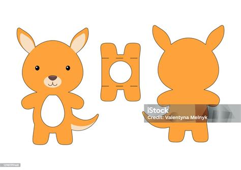 귀여운 다이 컷 캥거루 초콜릿 계란 홀더 템플릿 부활절 달걀소매 종이 상자 인쇄 가능한 색상 구성표입니다 레이저 절단 벡터 템플릿 격리된 벡터 패키징 디자인