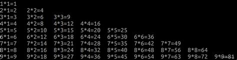 打印正三角九九乘法表，使用break用break完成九九乘法表 Csdn博客