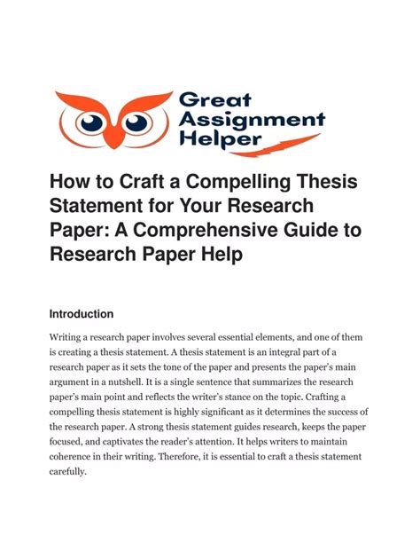 Ppt How To Craft A Compelling Thesis Statement For Your Research Paper Powerpoint Presentation