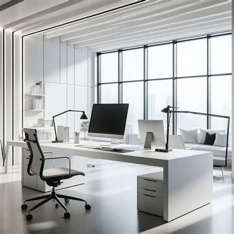 Minimalist Office Clean Lines And Functionality Modern White Office