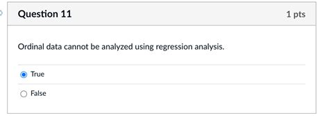 Solved Ordinal Data Cannot Be Analyzed Using Regression