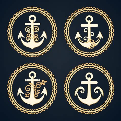 Premium Photo Set Of Nautical Brass Design Anchor Shape Rope Material