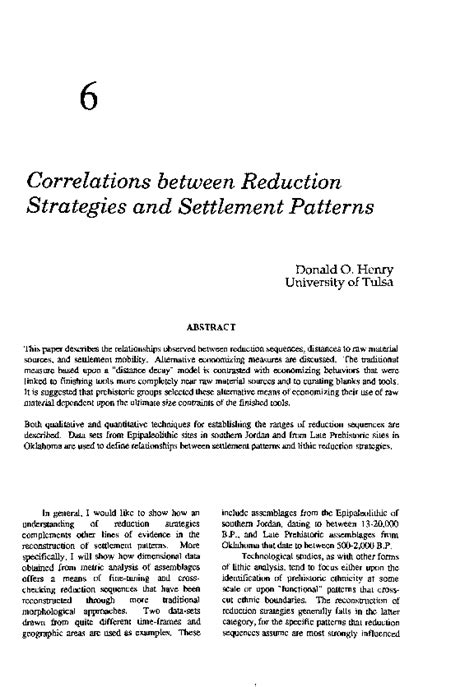 Pdf Correlations Between Reduction Strategies And Settlement Patterns