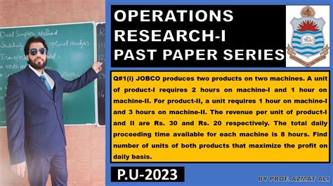 Q1i Linear Programming Problem Lpp Operation Research I Math 412 Pu 2023 Past
