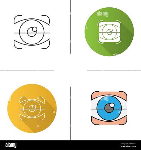 Retina Scan Icon Flat Design Linear And Color Styles Optometry Eye Authentication Isolated