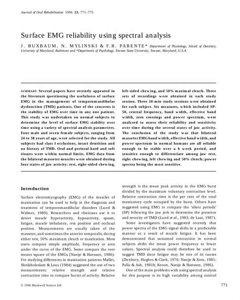 Pdf Surface Emg Reliability Using Spectral Analysis Dokumentips