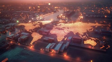 Mapa Mundial De Conectividade Logística Global E Contêineres De Carga