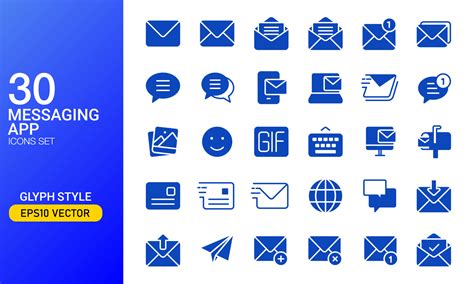 Messaging App Icon Set Message And Mail Glyph Icon Collection Suitable For Design Element Of