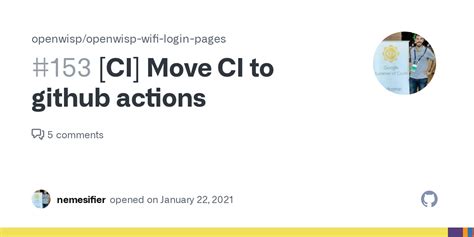 CI Move CI To Github Actions Issue Openwisp Openwisp Wifi Login Pages GitHub