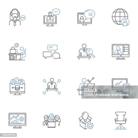 작업 프로세스 라인 아이콘 컬렉션입니다 간소화 방법론 조정 진행 일관성 표준화 자동화 벡터 및 선형 그림 효율성 최적화 동기화 개요 표지판 세트 0명에 대한 스톡 벡터 아트