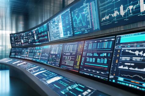 Several Digital Screens Show Data Charts Statistics And Analysis Tools In A Futuristic