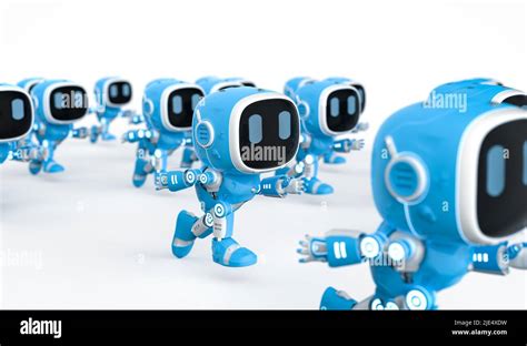 3d Rendering Group Of Cute And Small Artificial Intelligence Assistant