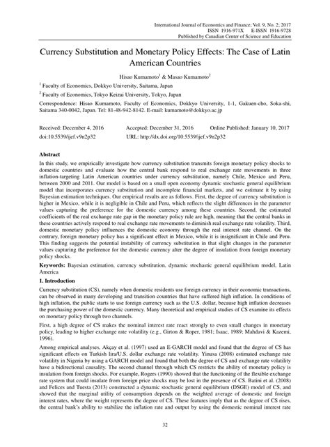 Pdf Currency Substitution And Monetary Policy Effects The Case Of Latin American Countries