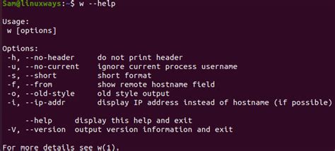 W Command Explained With Examples In Linux Linuxways