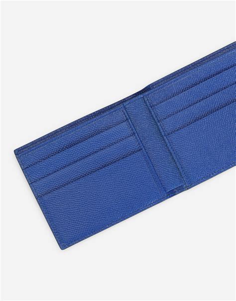 Calfskin Bifold Wallet In Blue For Men Dolceandgabbana® Us