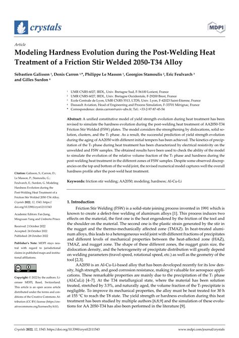 Pdf Modeling Hardness Evolution During The Post Welding Heat