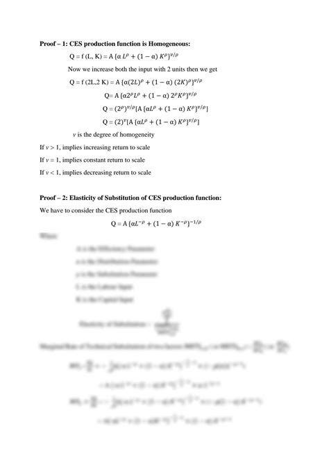 solution the constant elasticity of substitution ces production
