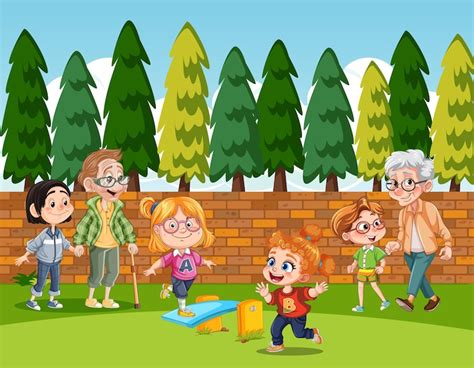 Free Vector People With Different Gender Age And Race At The Park