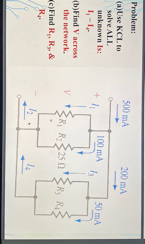solved problem a use kcl to solve all unknown is