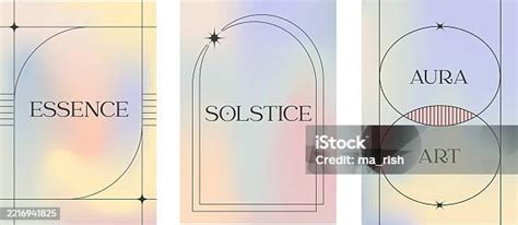 홀로그램 그라디언트 배경이 있는 최소한의 미적 선형 프레임 0명에 대한 스톡 벡터 아트 및 기타 이미지 0명 강렬하고 밝은