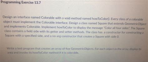 Solved Programming Exercise 137 Design An Interface Named