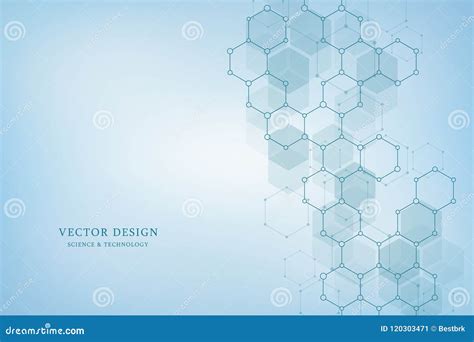 Vector Geometric Background From Hexagons Abstract Molecular Structure And Chemical Elements