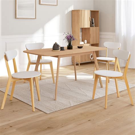 Lot De 4 Chaises Scandinaves Bicolore Blanc Et Bois Freja Idmarket