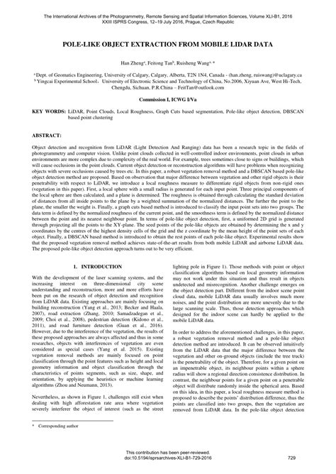 Pdf Pole Like Object Extraction From Mobile Lidar Data