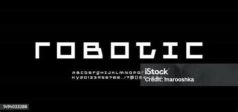 기술 글꼴 미래 알파벳 트렌디 한 현대 라틴 문자 및 아랍 숫자 미래 디자인 또는 브랜드 이름 또는 로고 벡터 일러스트레이션 10eps 가상현실에 대한 스톡 벡터 아트 및